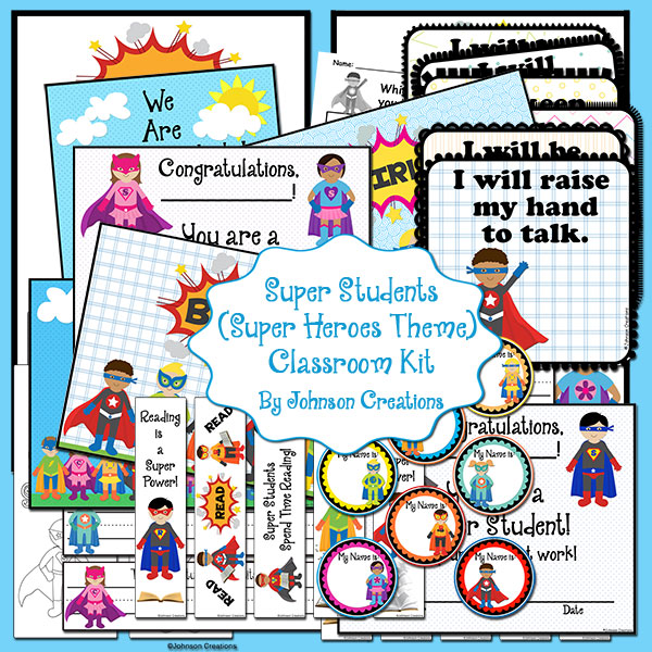 Johnson Creations: NEW! Super Students (Super Heroes Theme) Classroom Kit