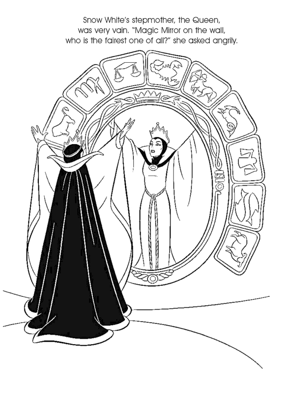 Snow White Mirror Coloring Page