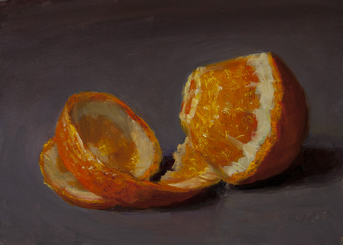 Wang Fine Art: a peeled orange, small work of art, a painting a day