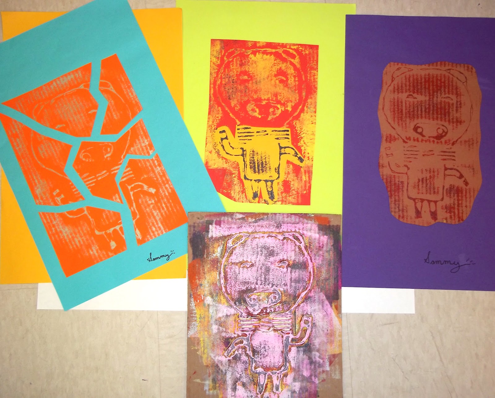 Monument Valley Regional Middle School Art Class: Collagraphy, 5th Grade