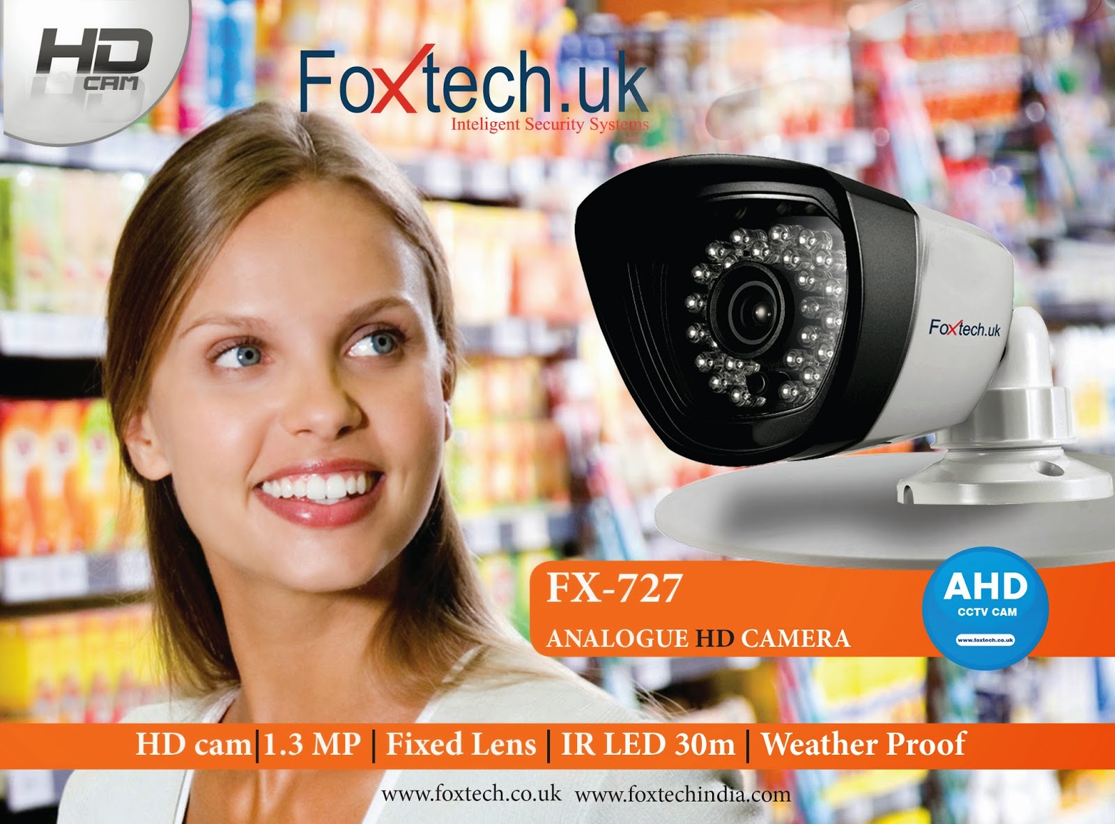 FOXTECH INDIA : 1.3 Mega pixel AHD cctv camera foxtech.uk HD CAMERA