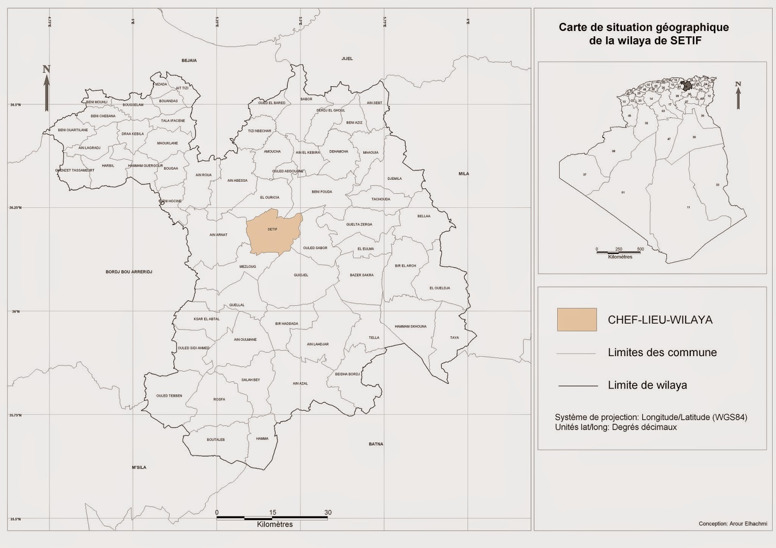 Découpage administratif de l'Algérie & Monographie: Carte de situation ...
