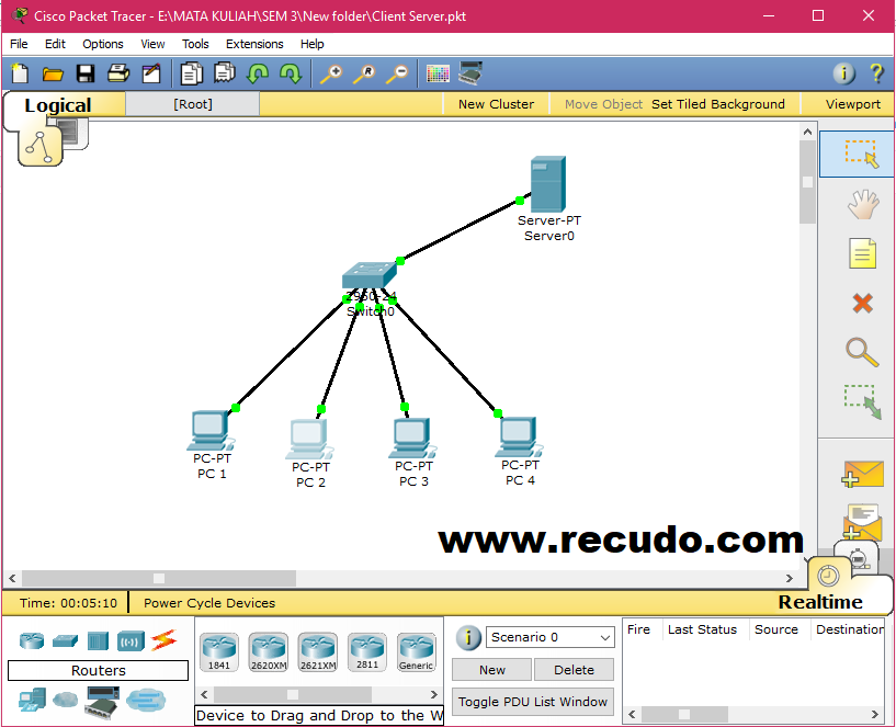 Membuat Client Server | Cisco Packet Tracer - Cek Smartphone