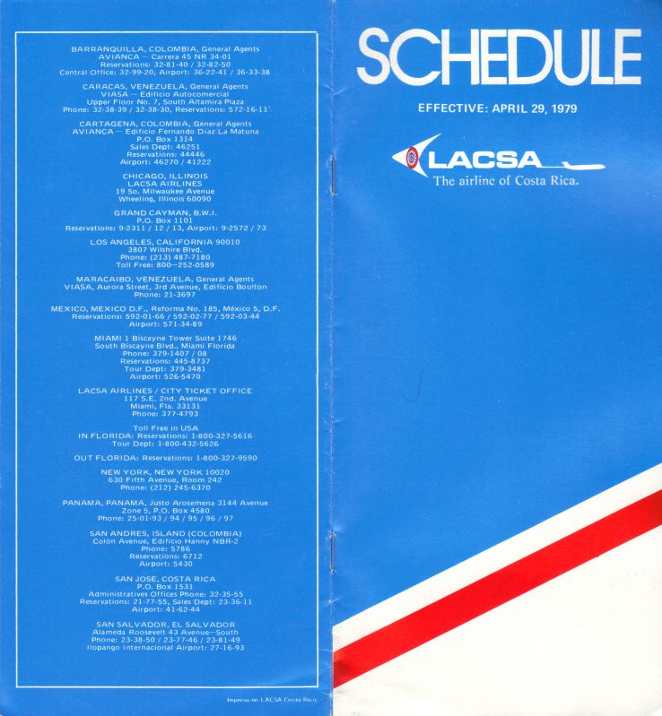 Airline memorabilia: LACSA (1979)