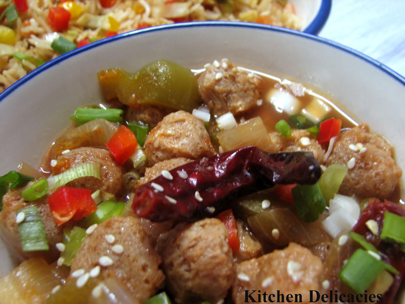 Chilli Soya Chunks | Kitchen Delicacies