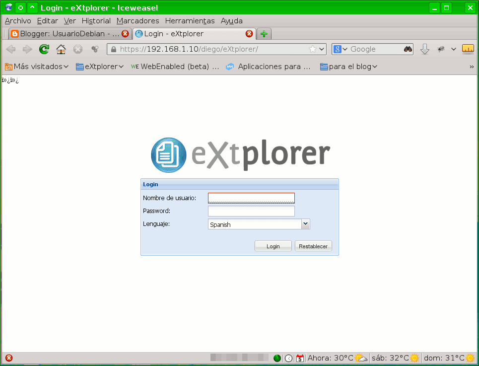UsuarioDebian: extplorer, bajado de la web oficial