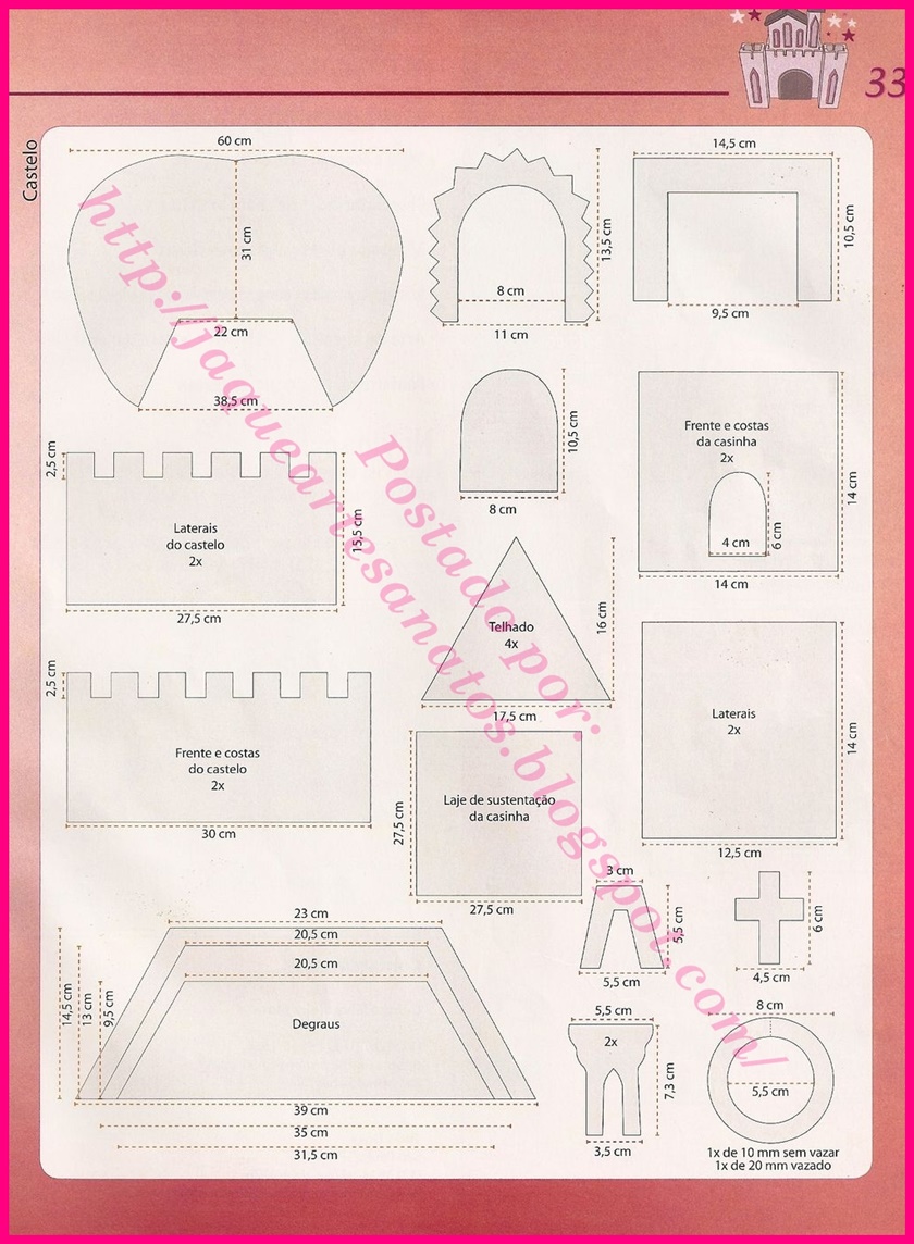 Eu Amo Artesanato: Castelo das Princesas com molde e passo a passo
