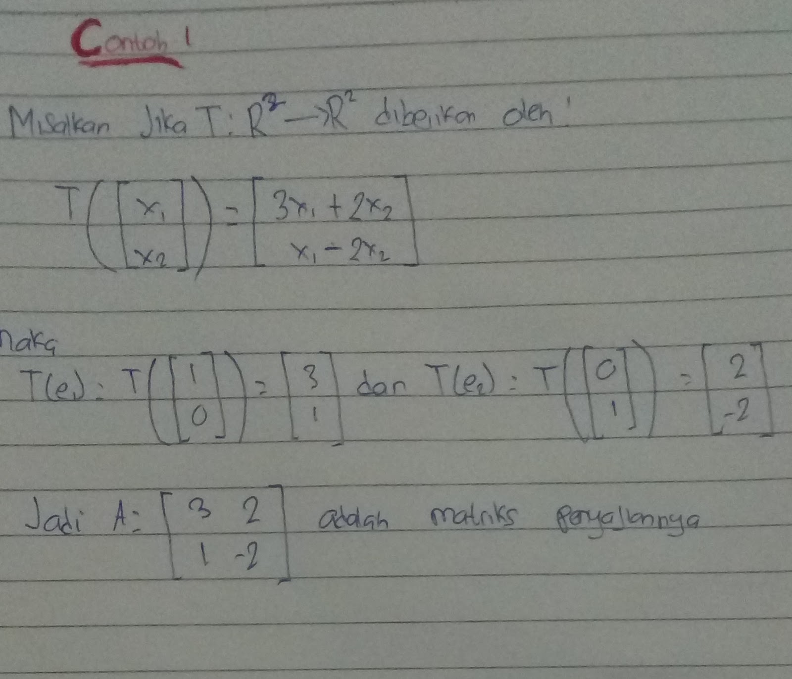 sistem persamaan linear: TRANSFORMASI LINEAR
