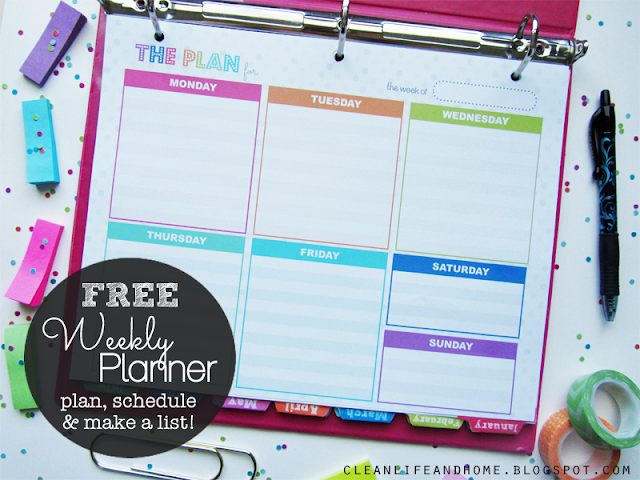 Clean Life and Home: Freebie: Weekly Planner & Checklist {The Plan.}
