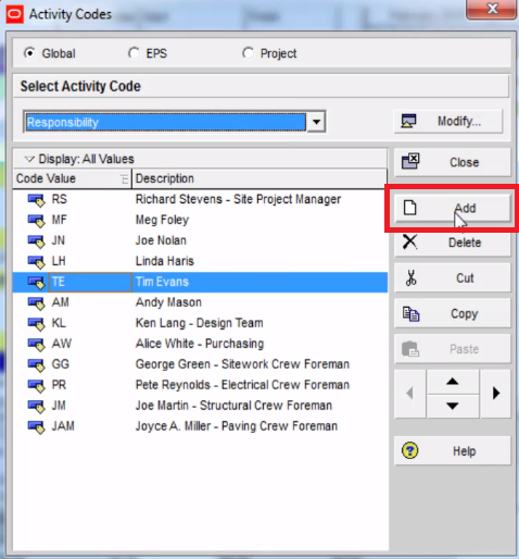 Primavera P6 Tutorial : Chapter 2.9 : Activity Codes