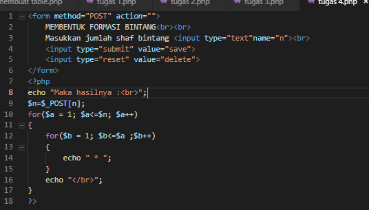 JOGIL CODE DEV-FHM: Statement FOR dalam php