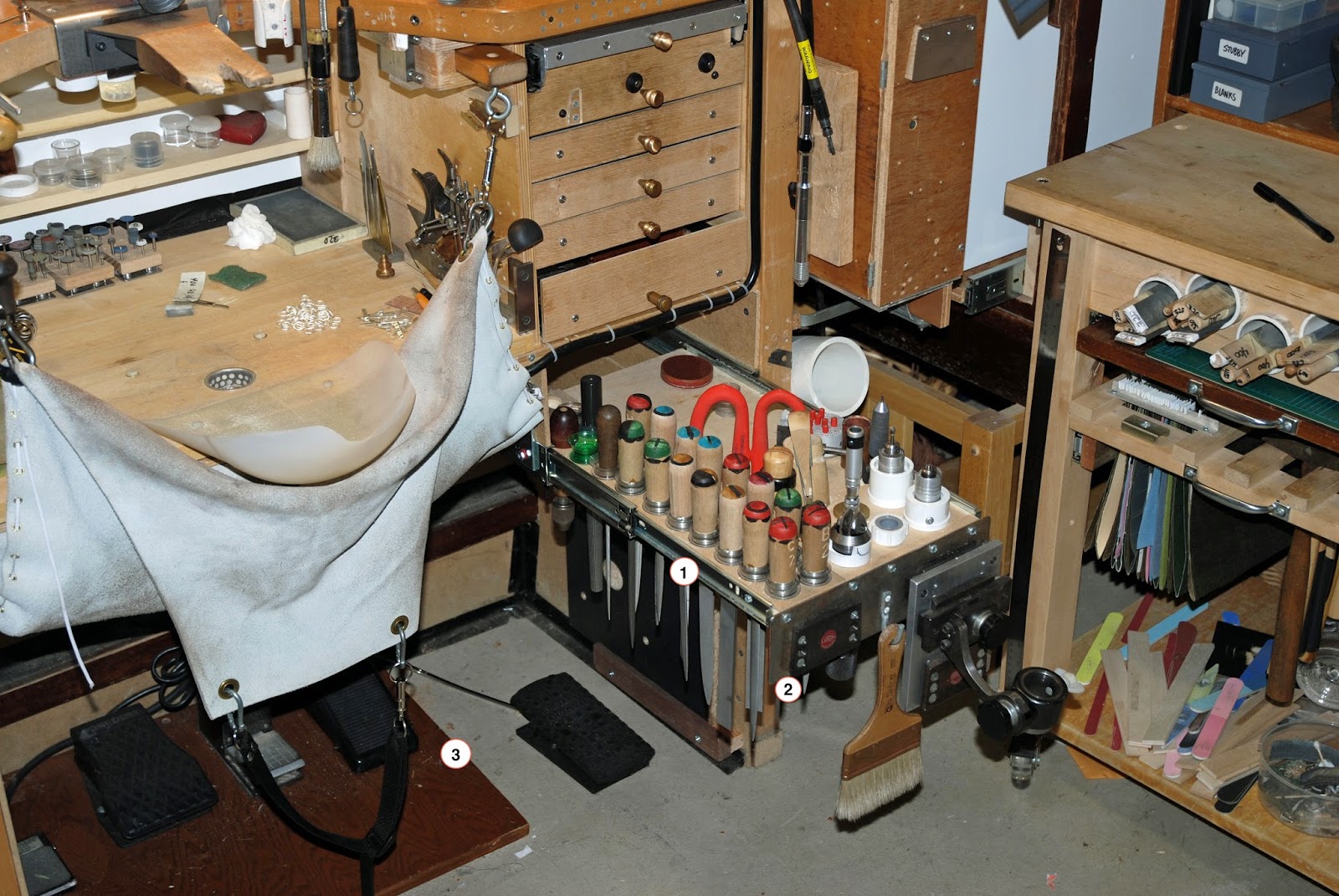 Jewellers bench, Jewelers workbench, Jewelry studio
