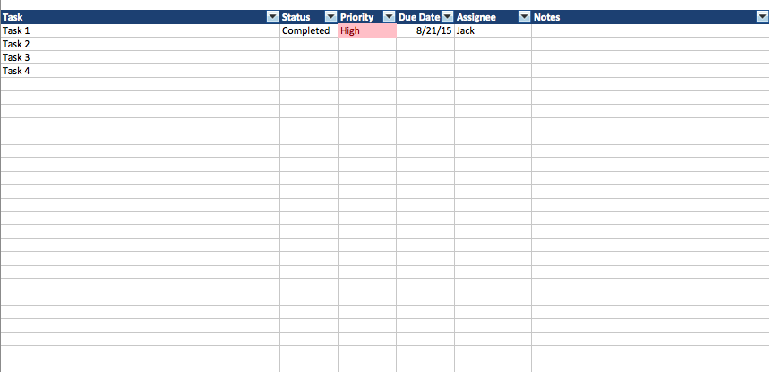 To-Do List Excel - Software engineering