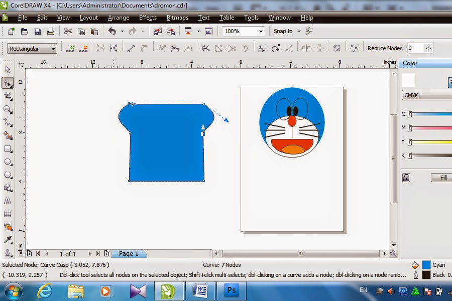 Maksum Blog: MENGGAMBAR DORAEMON MENGGUNAKAN COREL DRAW