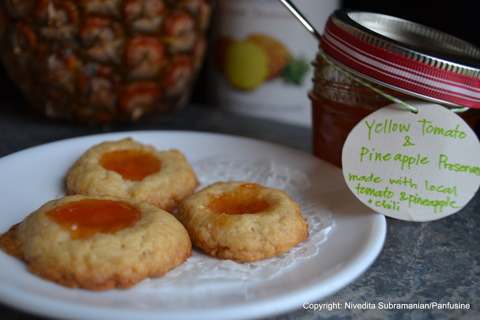 Day 361 - Thumbprint shortbread cookies with Yellow Tomato & pineapple ...