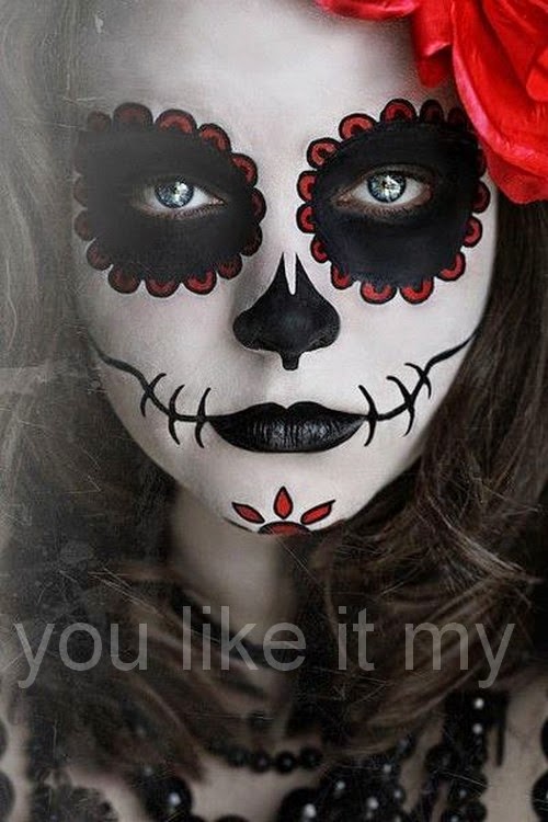 Mexican Sugar Skull Makeup For Girls On Halloween