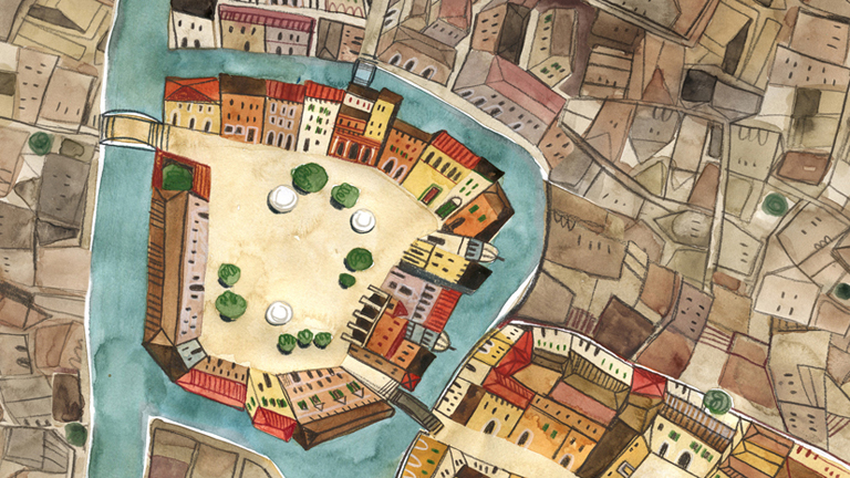 felicita sala illustration: the jewish ghetto of venice: animations