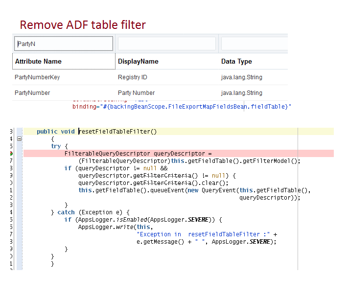 Oracle Adf Adf Adf Table Clear Filter