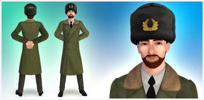 wool trench coat and ushanka hats ~ Cepzid Sims