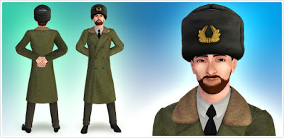 wool trench coat and ushanka hats ~ Cepzid Sims