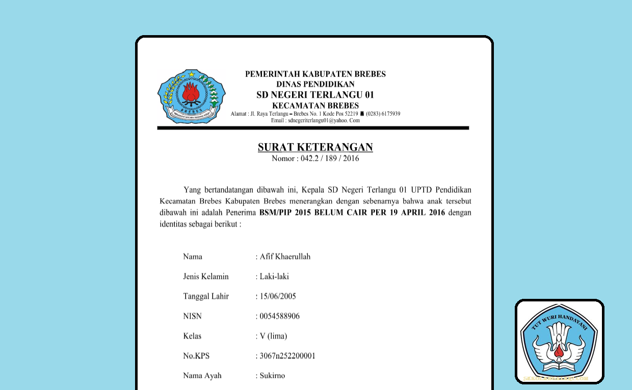 Contoh SK ( Surat Keputusan ) Pengambilan Dana BSM/PIP