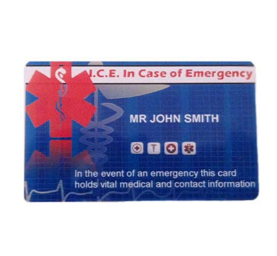 Plastic ID Cards: I.C.E In Case of Emergency Cards