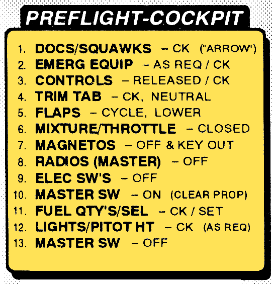 Exo Cruiser: Piper Cherokee 140 Checklists and Speeds