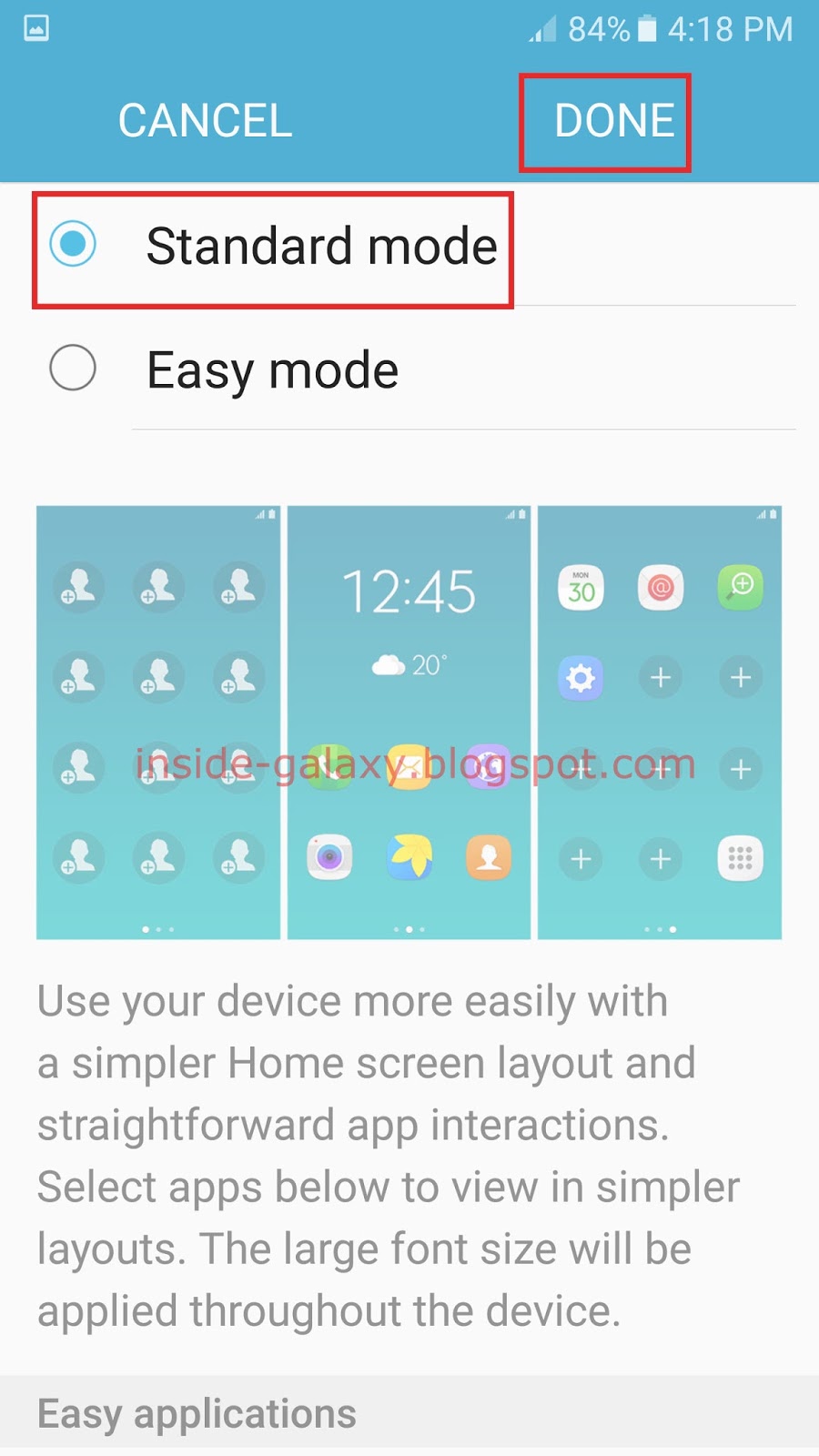 Inside Galaxy: Samsung Galaxy S7 Edge: How to Disable Easy Mode in ...