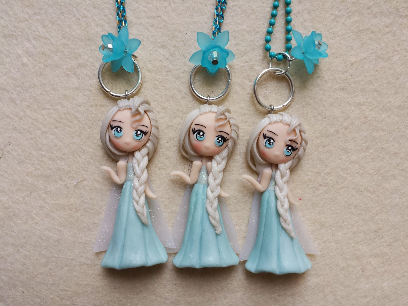 Art Mary: Necklace Elsa frozen in fimo, polymer clay.