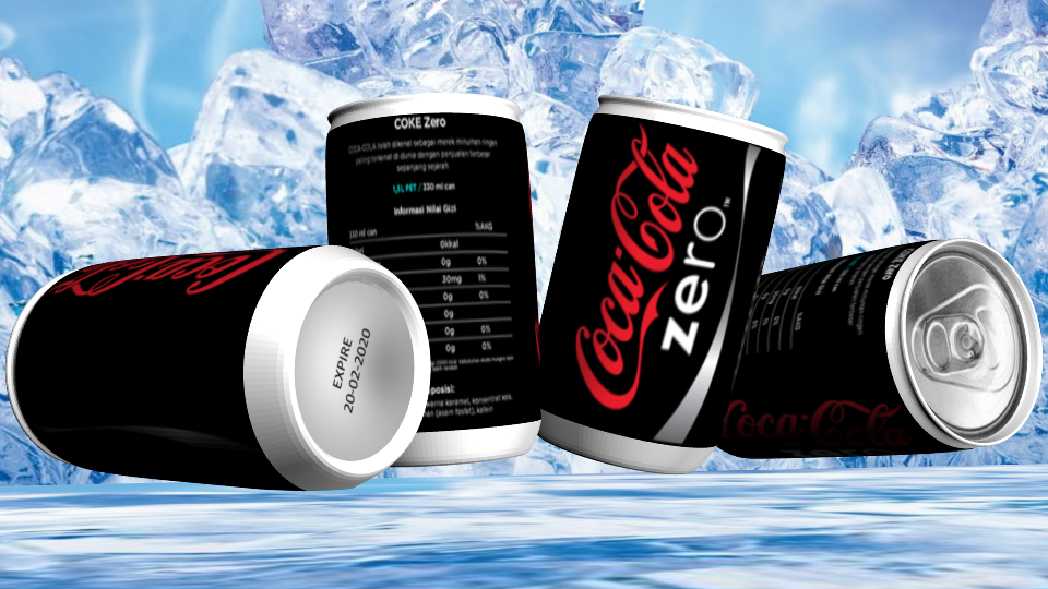Be The Best: Kemasan kaleng Coca - Cola zero dengan blender 3d