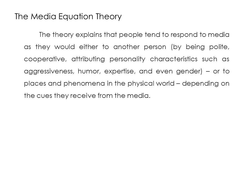 The Media Equation Theory | Media Equation Theory