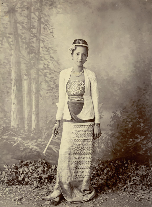 Burmese Lady - Full Length Studio Portrait 1890's - Old Indian Photos