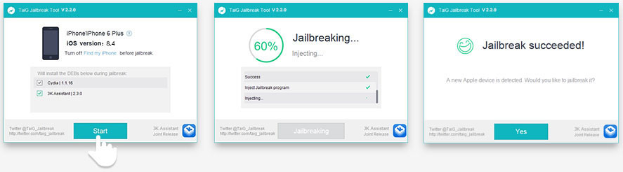 TaiG9 Jailbreak Tool Untether for iOS 8.1.3-8.4 Tutorial