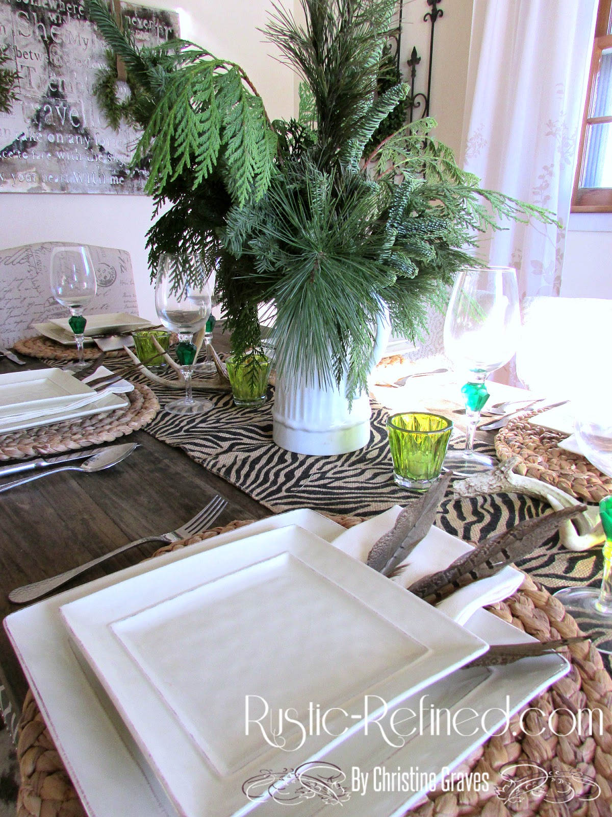 Rustic Winter Tablescape with Animal Print and Antlers to warm up any ...
