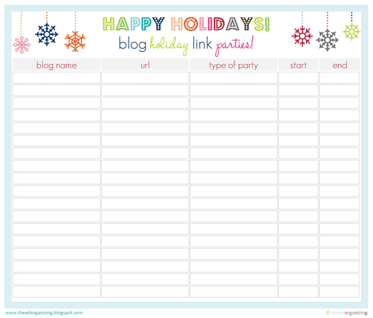 IHeart Organizing: Holiday Week and a Free Printable!