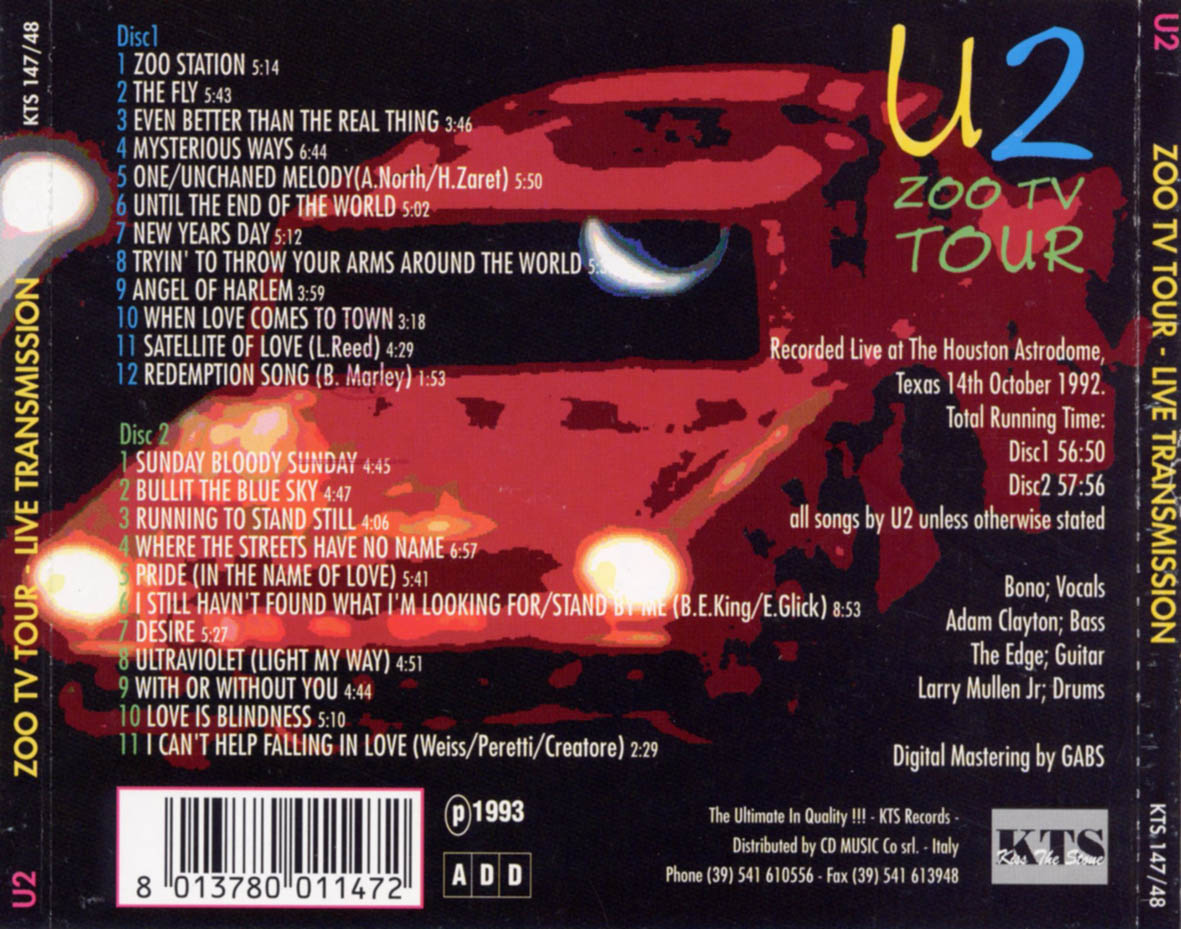 CARATULAS DE CD DE MUSICA: U2 Zoo Tv Tour - Live Transmission (1993)