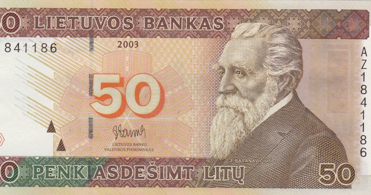 Lithuania 50 Lithuanian Litas banknote 2003 Dr. Jonas Basanavičius ...
