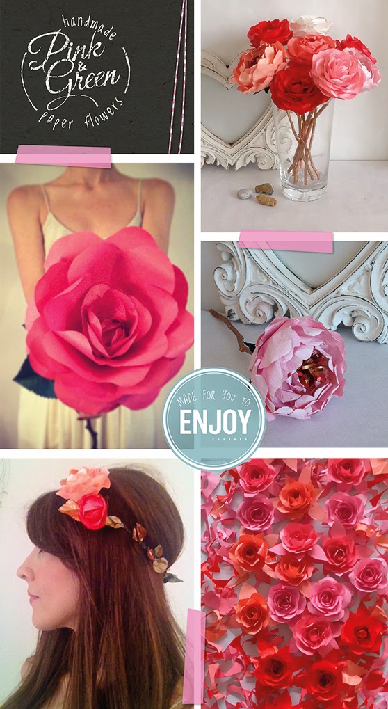 We Made This Home: Pink & Green Handmade Paper flowers