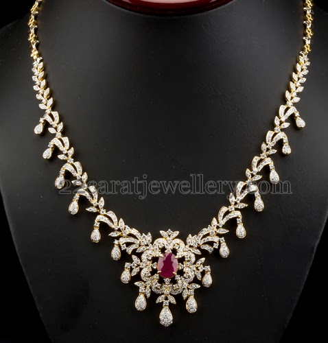 Ravishing Simple Diamond Necklace - Jewellery Designs