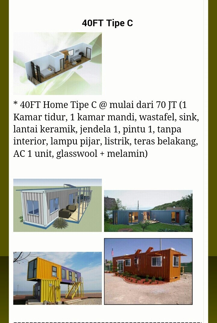 Home Container/ Rumah Kontainer 40 feet Tipe C - Harga Container, Jual ...