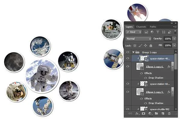 PhotoEffect: How to make a Circle Photo collage in Photoshop