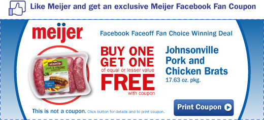 Meijer: Buy 1 Get 1 Free Johnsonville Pork and Chicken Brats Coupon ...