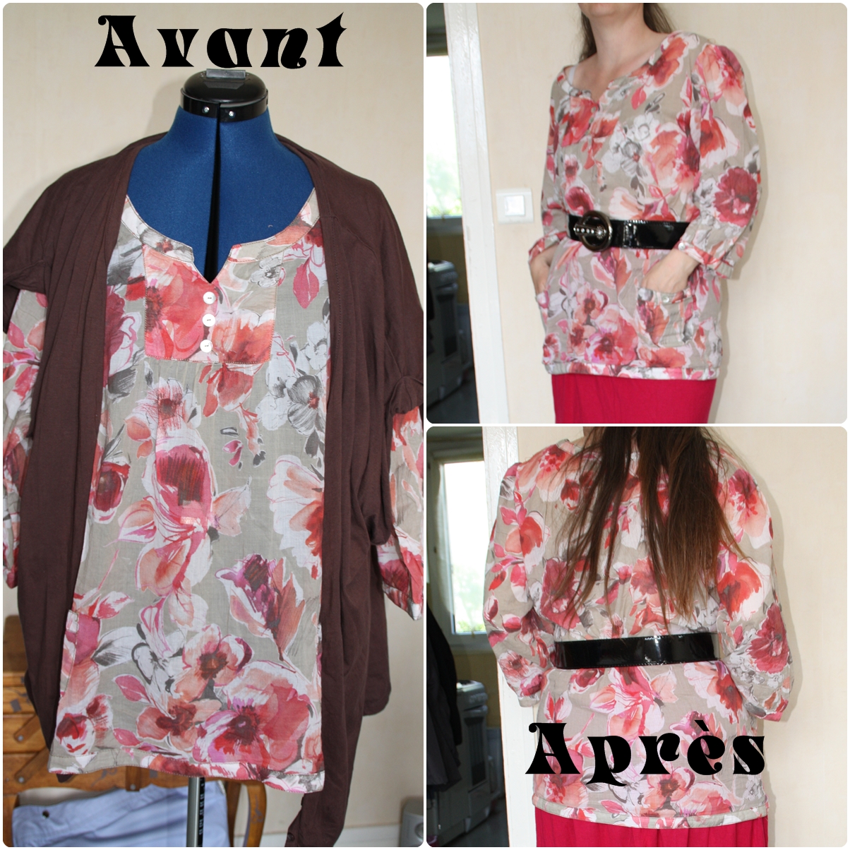 transformer un tunique en jupe assortis à une chemise