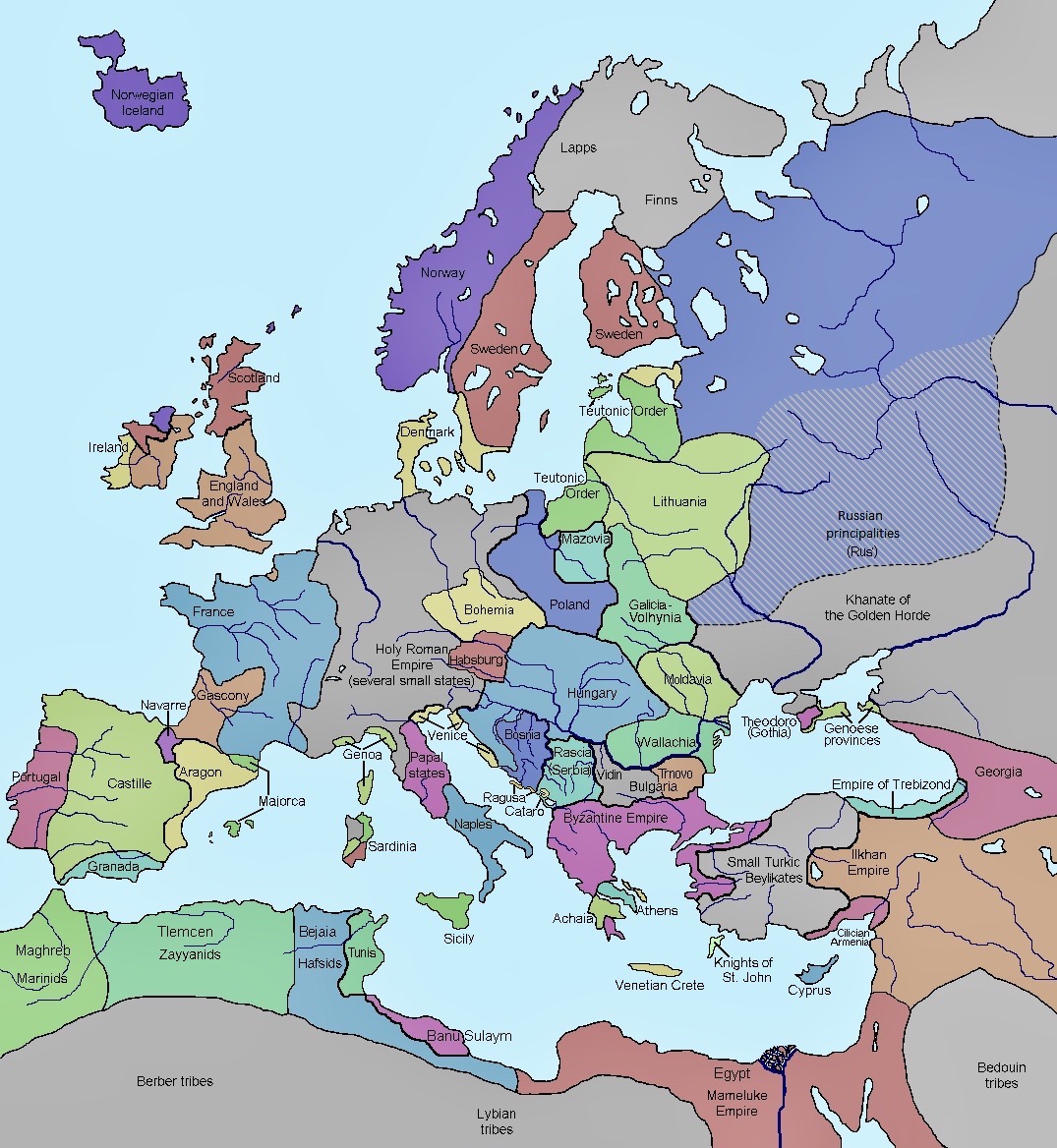 Map Of Europe In 1300 - Map