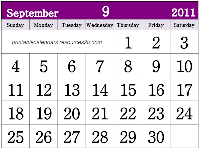 2011: September 2011 Calendar