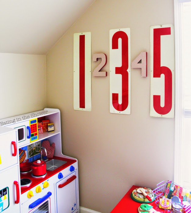 Eating in the Shower: Vintage Gas Station Numbers in the Playroom