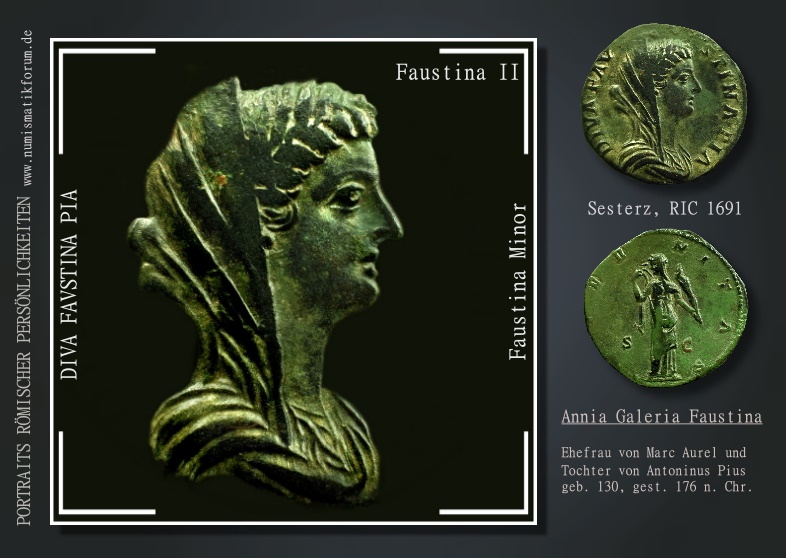 römische Kaiserportraits auf Münzen: Faustina Junior (Faustina II ...