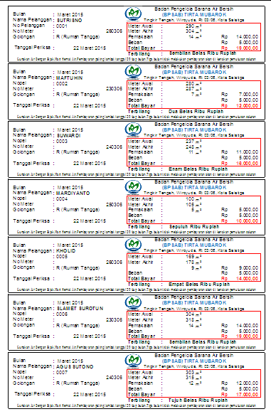 PENCATATAN REKENING AIR SEDERHANA ( excel ) | BADAN PENGELOLA SARANA ...