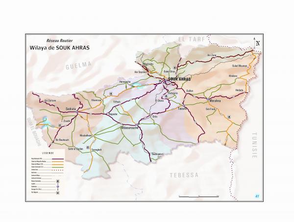 ๑۞๑ Thagaste ๑۞๑: Carte touristique de Souk-Ahras - خريطة سياحية لولاية ...