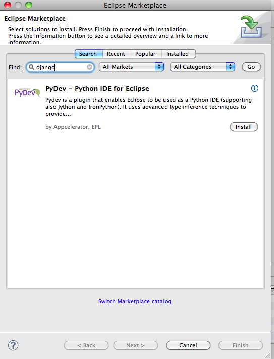 Django: Installing Eclipse and PyDev for django